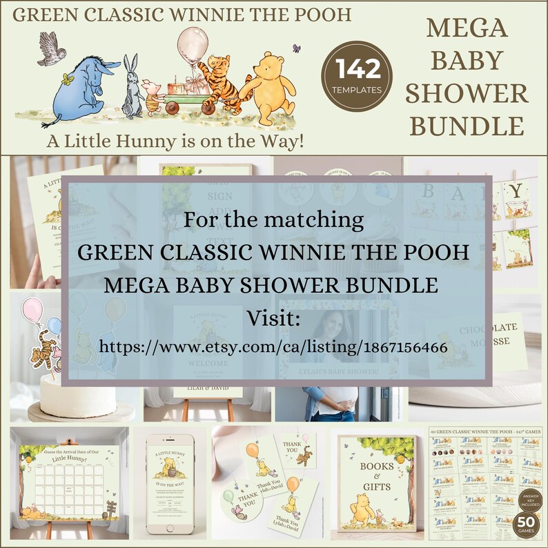 Green Classic Winnie the Pooh Baby Shower Game Baby Shower Emoji ...