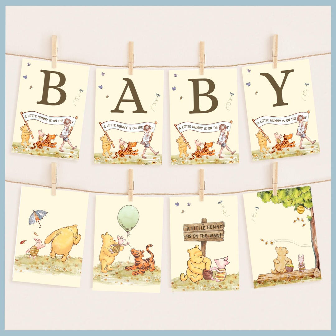 Classic Winnie the Pooh Baby Shower Bunting Banner Sign Printable ...