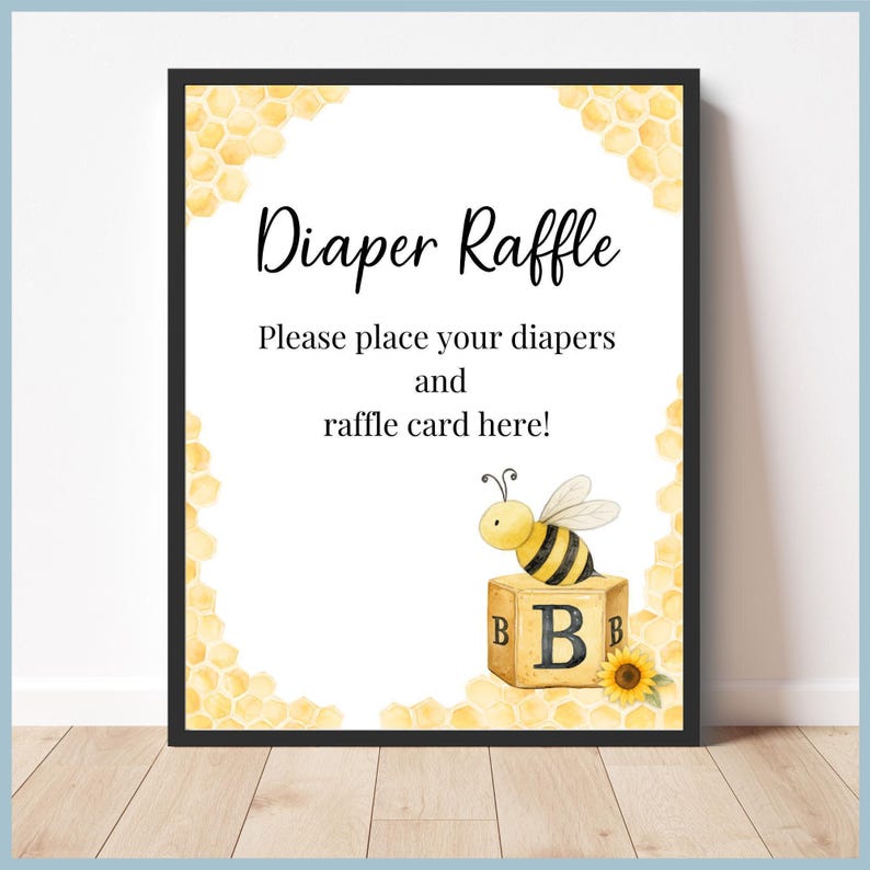 A Little Honey is on the Way Bee Theme Baby Shower Diaper Raffle Game ...