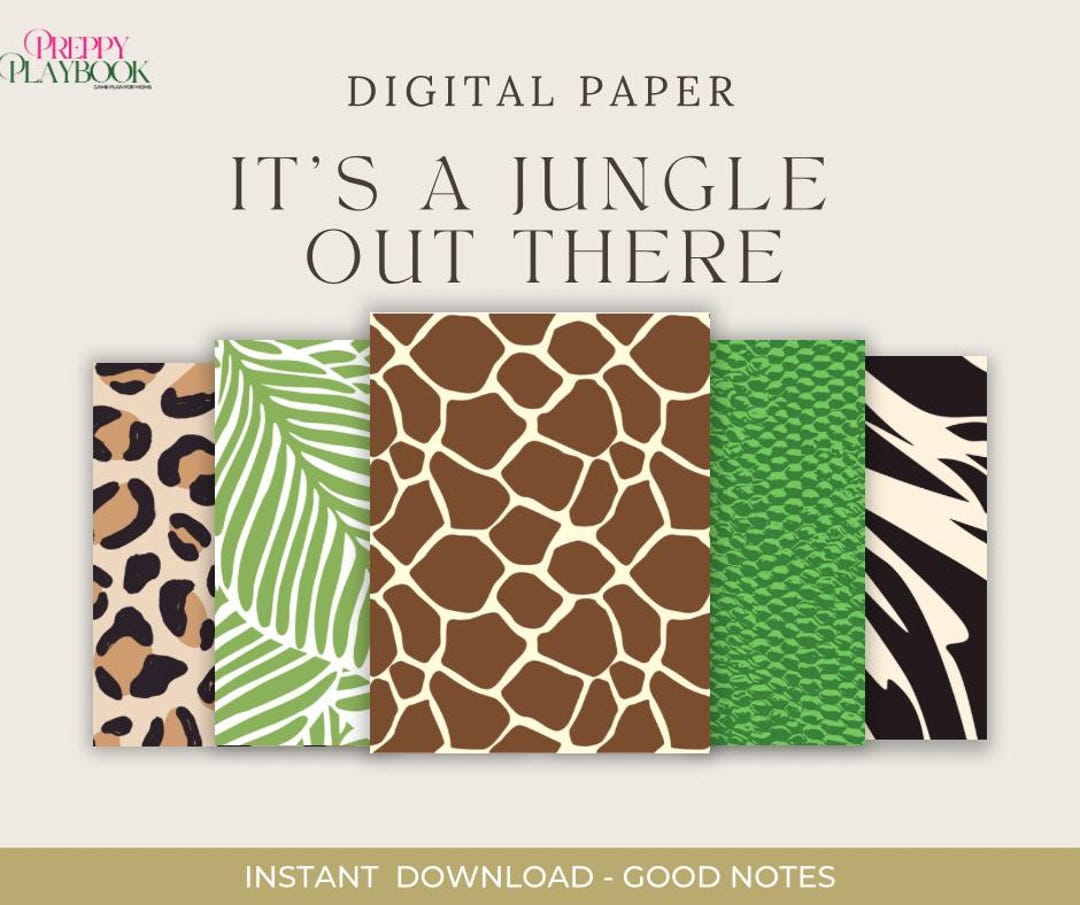 Preppy Jungle Animal Print Digital Paper: Goodnotes Planner (instant ...