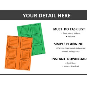 Brain Dump Sticky Notes | Must-do Lists for Digital Planning ...
