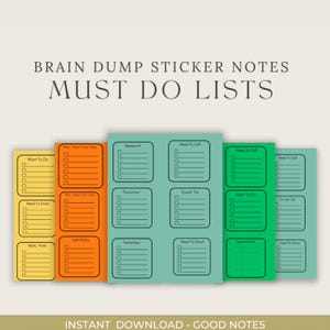 Brain Dump Sticky Notes | Must-do Lists for Digital Planning ...