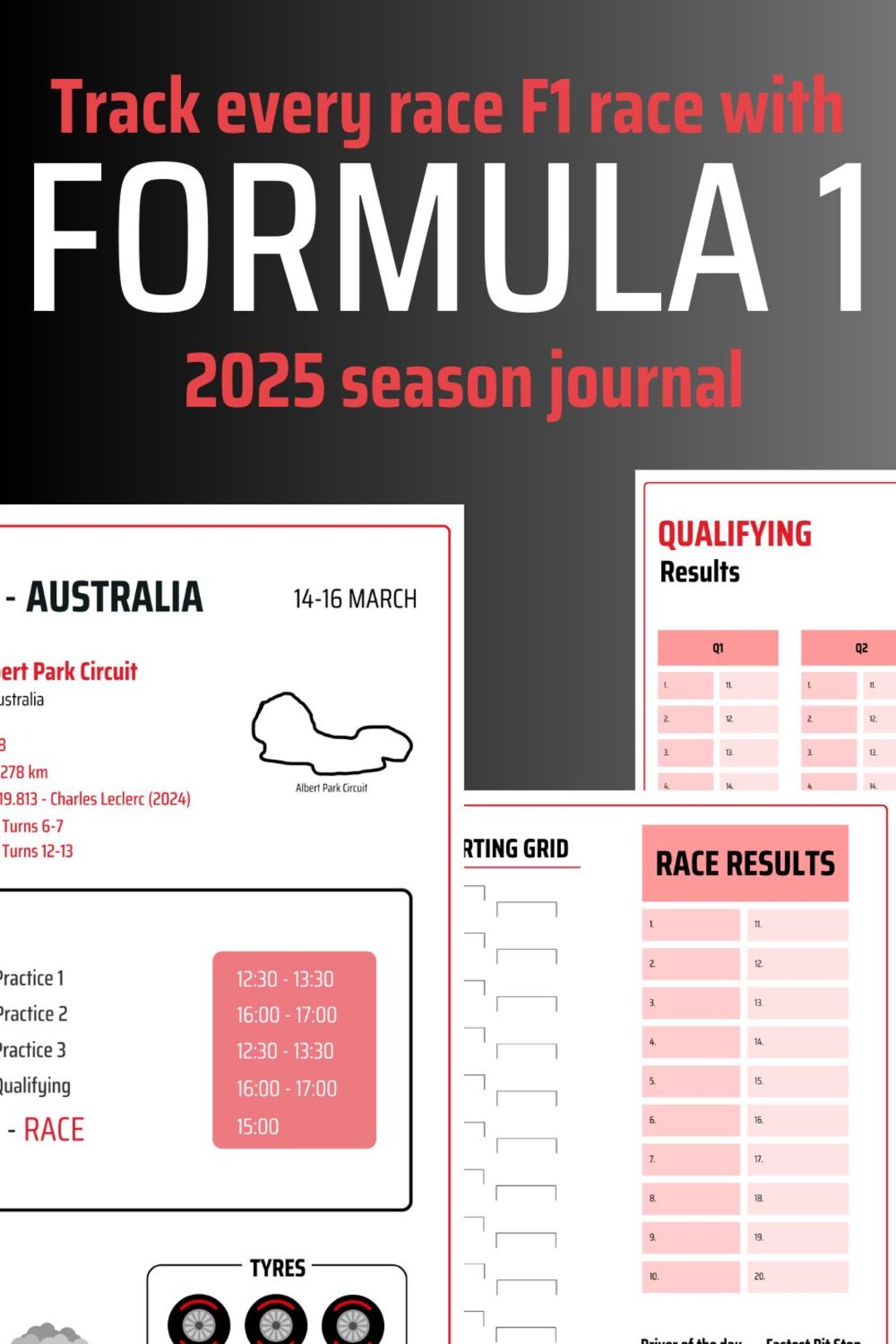 Formula 1 2025 Season Planner | F1 Race Journal & Tracker (printable ...