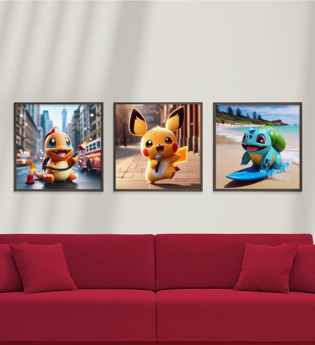 Pokemo Poster Set of 3, Japanese Cartoon Pokemo Digital Art, Anime ...