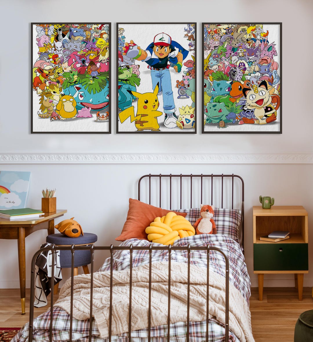 Pokemo Poster Set of 3: Japanese Anime Kids Room Decor (digital ...