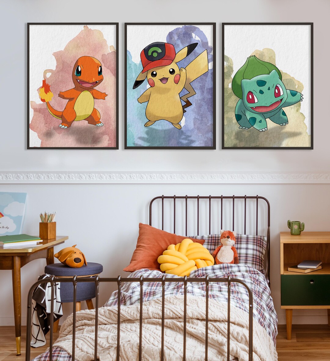 Pokemo Poster Set of 3, Japanese Cartoon Pokemo Digital Art, Anime ...