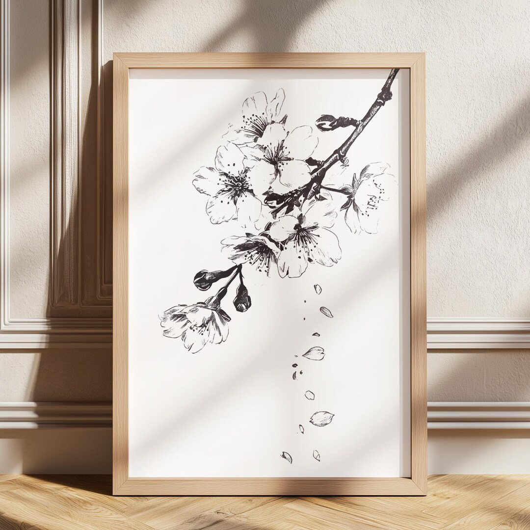 Sakura Flower Print, Cherry Blossom Art, Sakura Branch Print, Botanical ...