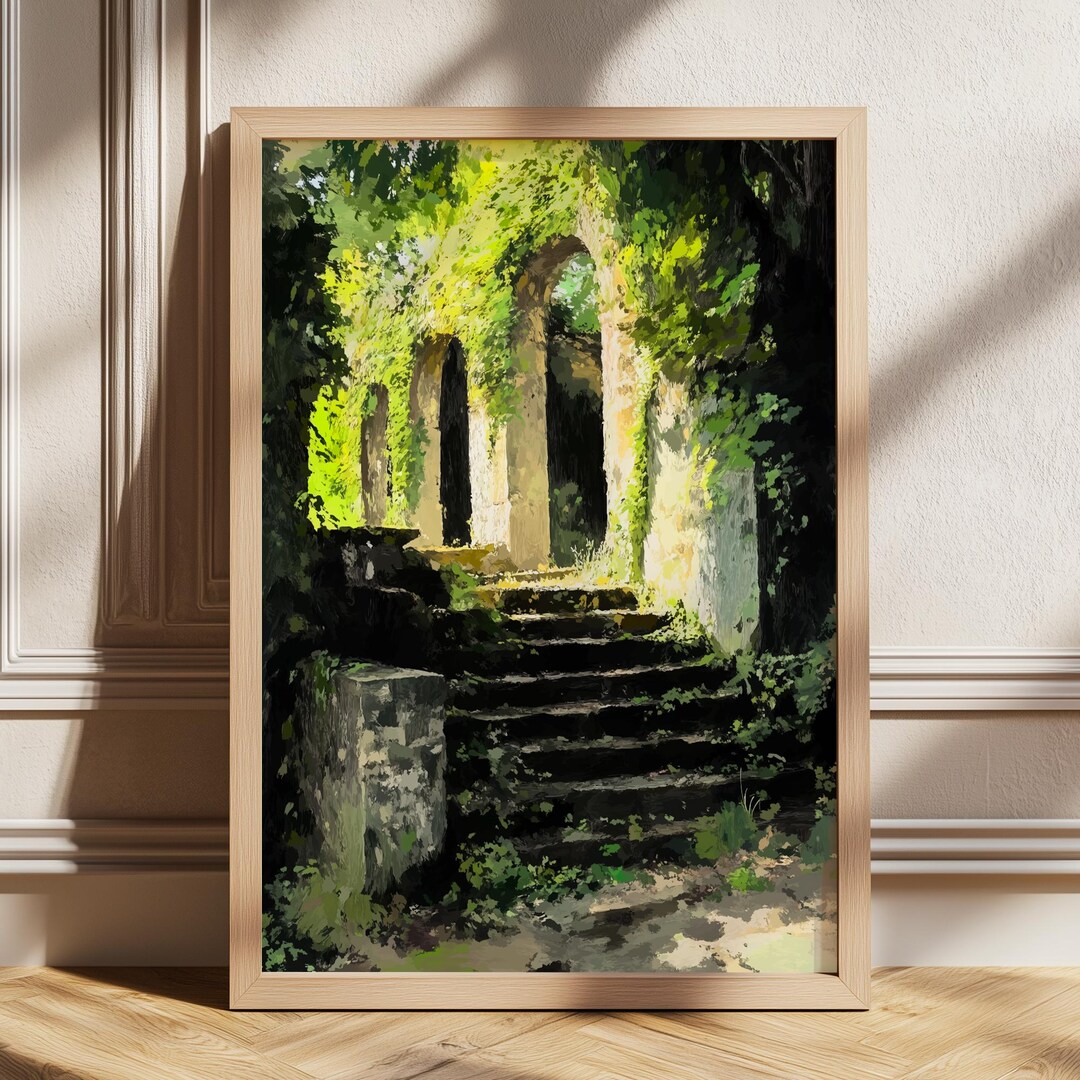 Vintage Ruins, Old Ruins Wall Art, Architecture Illustration, Rustic ...