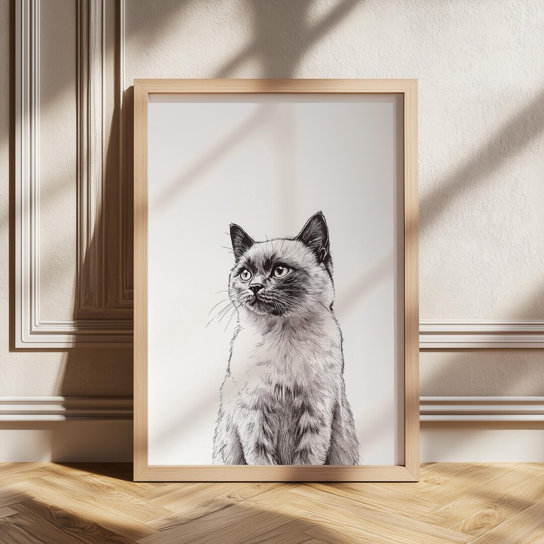 Siamese Cat Poster, Cat Lover Gift, Living Room Decor, Cat Wall Art ...