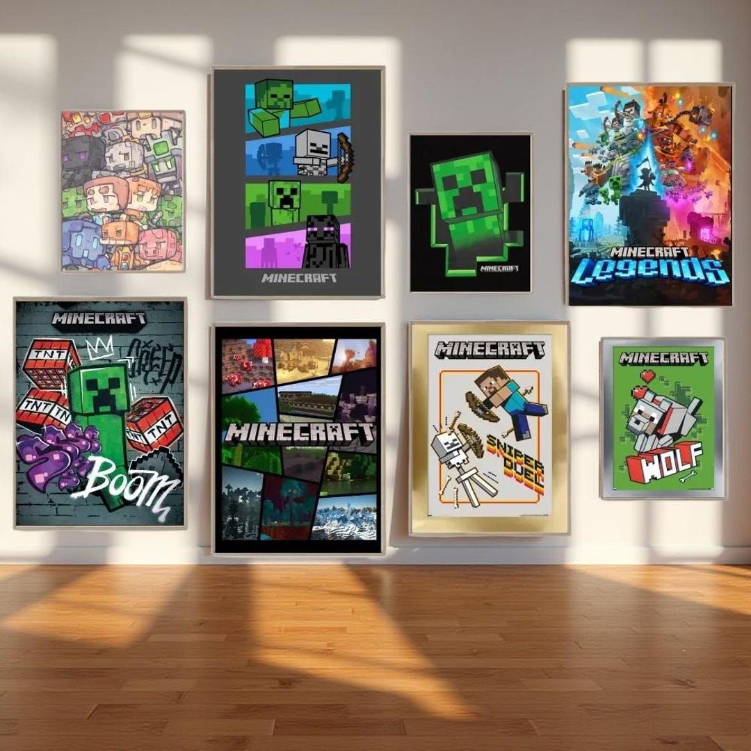 Minecraft Painting Poster, Minecraft Decor Wall Art for Bedroom Gamer ...