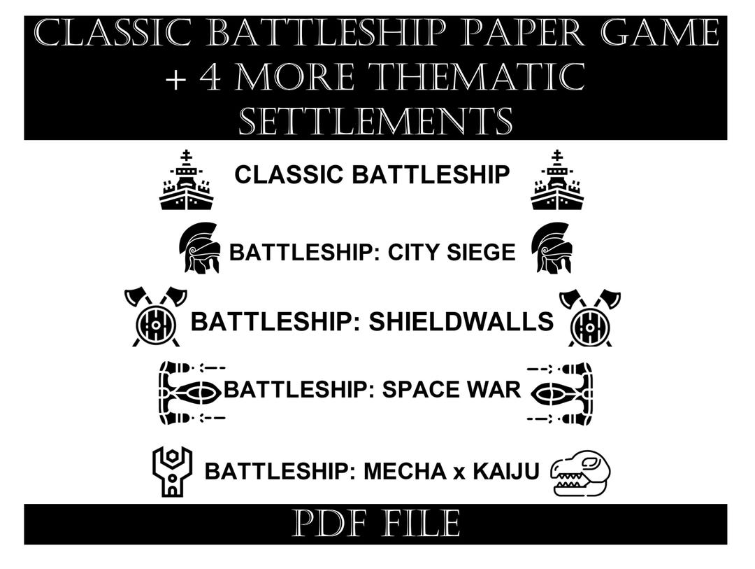 Battleship Paper Game - Classic Battleship and 4 More Battles - Etsy