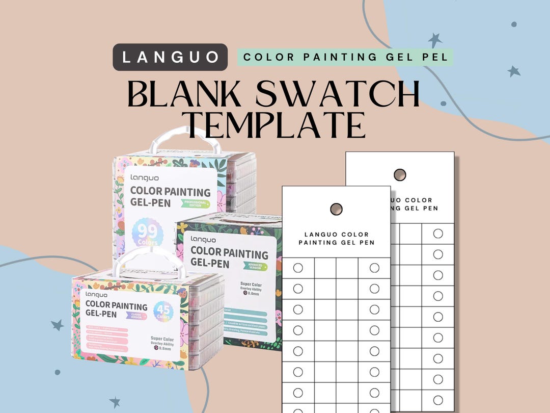 Blank Swatch Template for Languo Color Painting Gel Pen | Instant ...