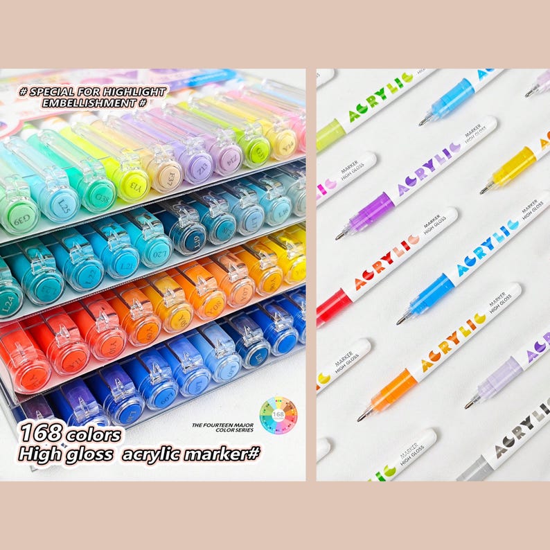 Guangna Acrylic Marker Swatch Template: 168 Color Chart (digital PDF ...