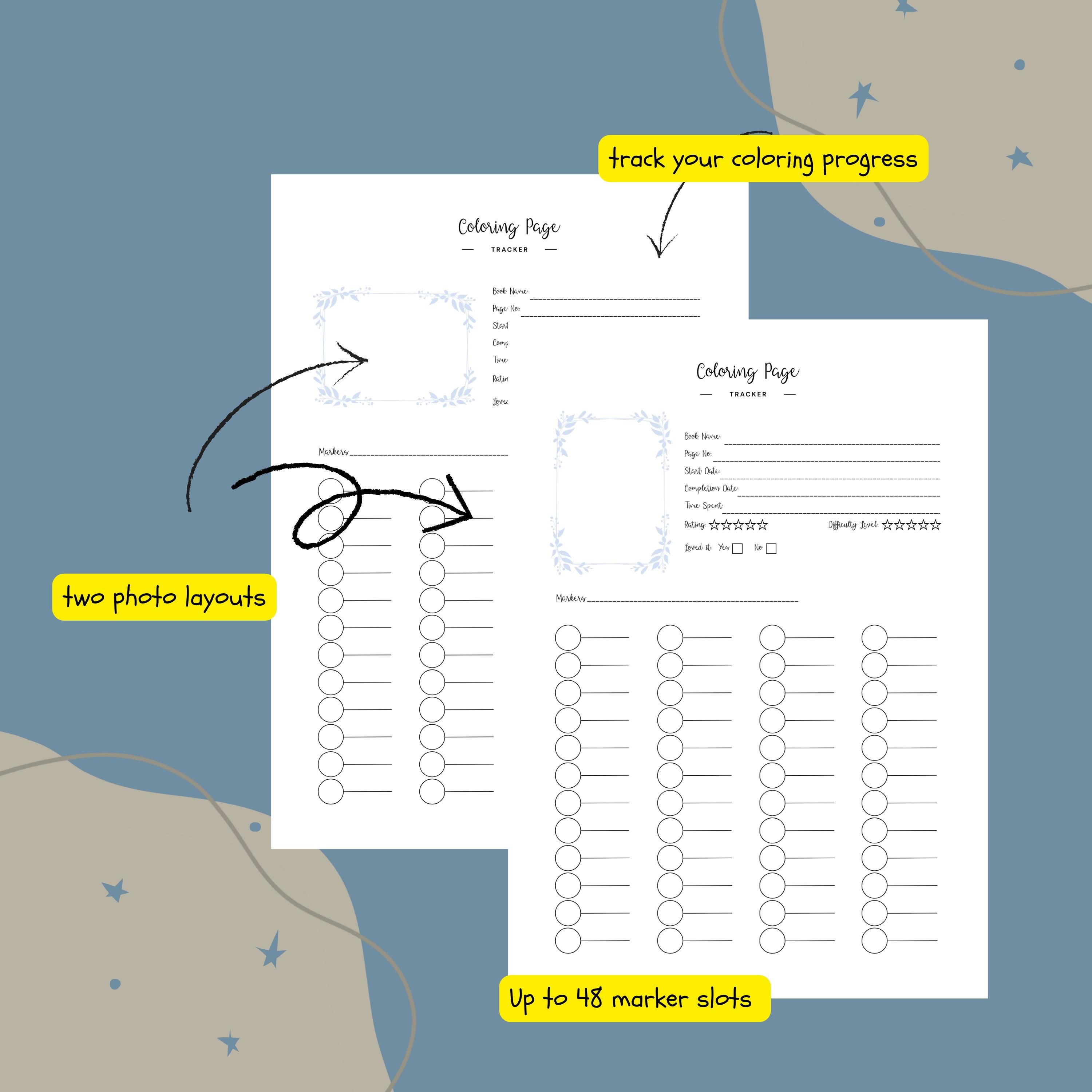 Coloring Page Tracker | Circle | Printable Project Organizer (PDF) - Etsy