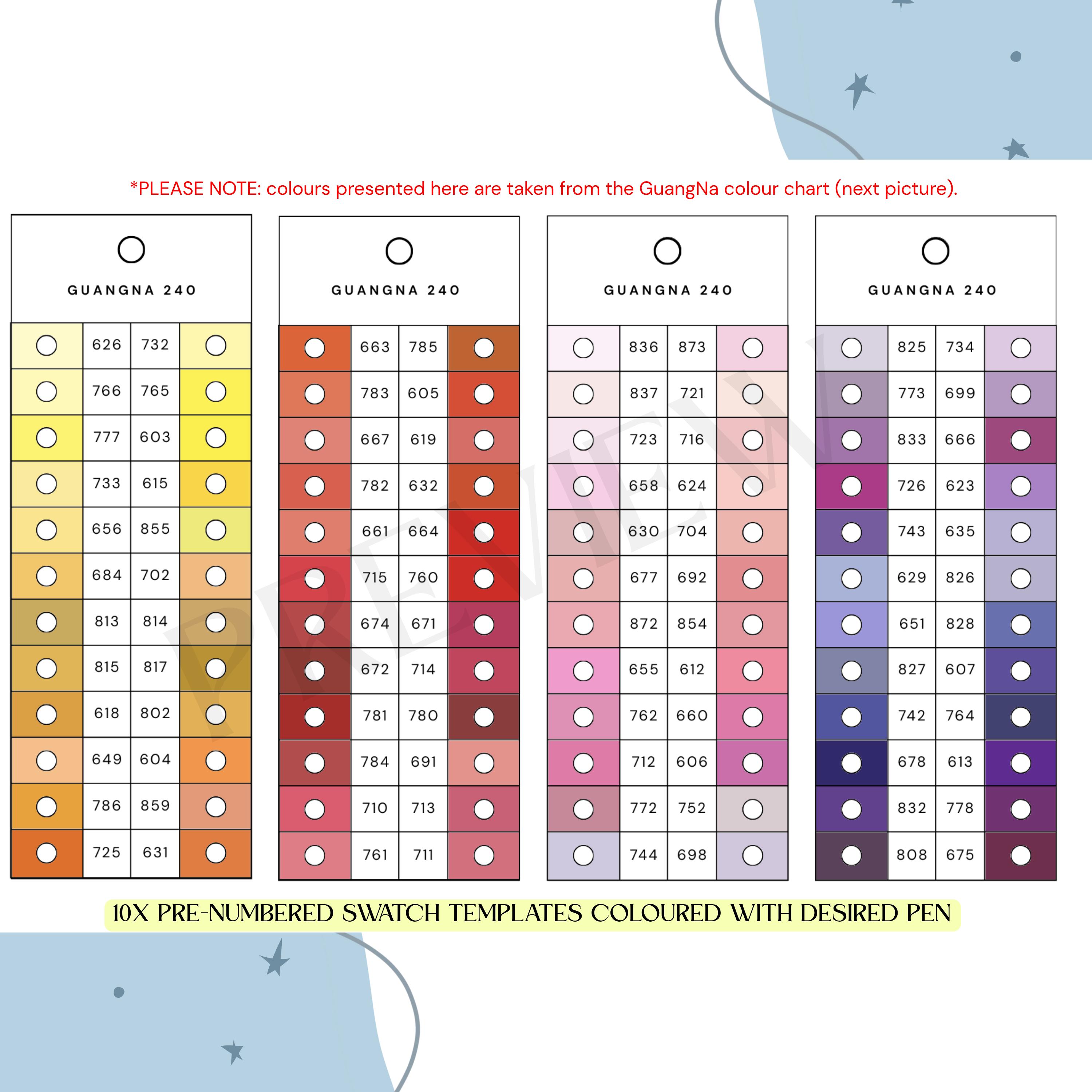 Guangna 240-piece Acrylic Paint Markers Colour-organised Swatch ...