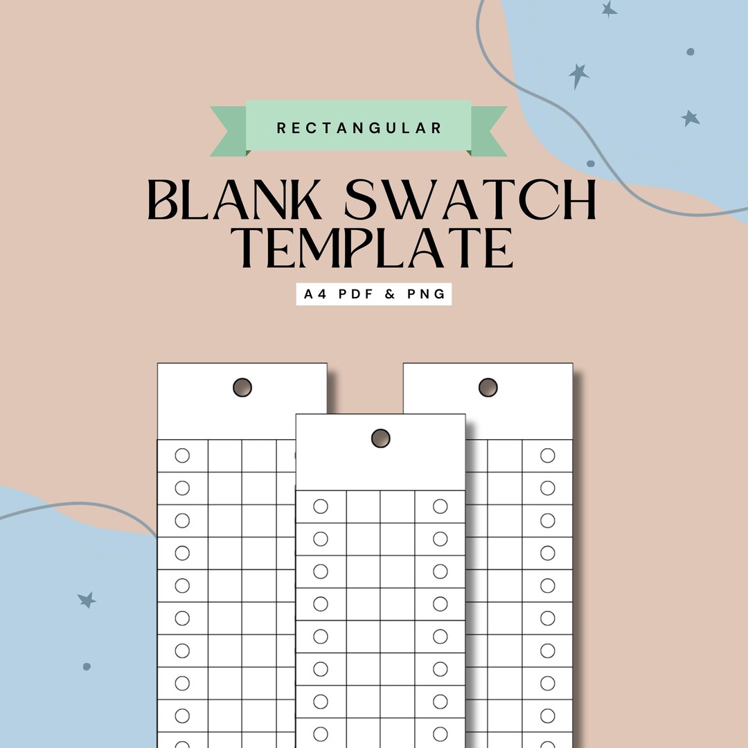 Digital Blank Colour Swatch Template – Rectangular Printable Colour ...