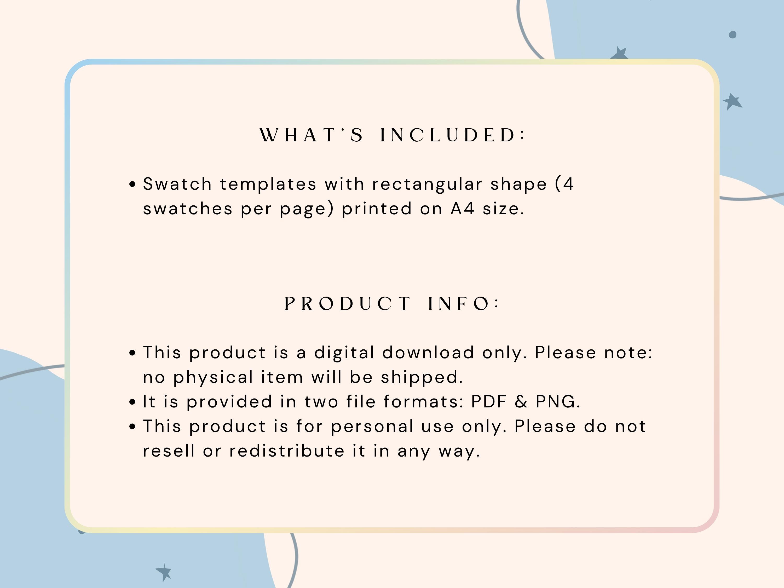 Digital Blank Colour Swatch Template – Rectangular Printable Colour ...