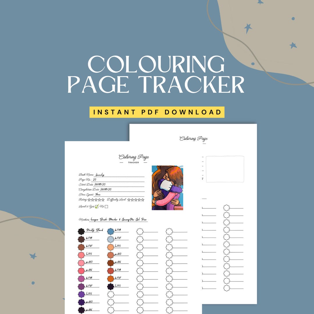 Coloring Page Tracker | Printable PDF | Track Coloring Progress ...