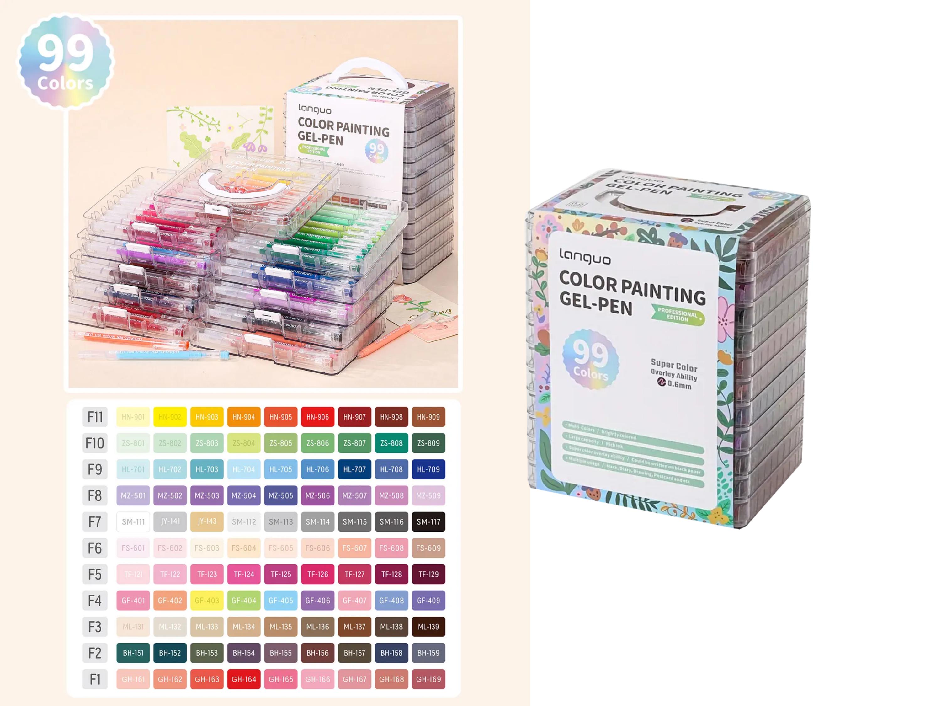 Languo Color Painting Gel Pen 99pcs Swatch Template | Instant Download ...