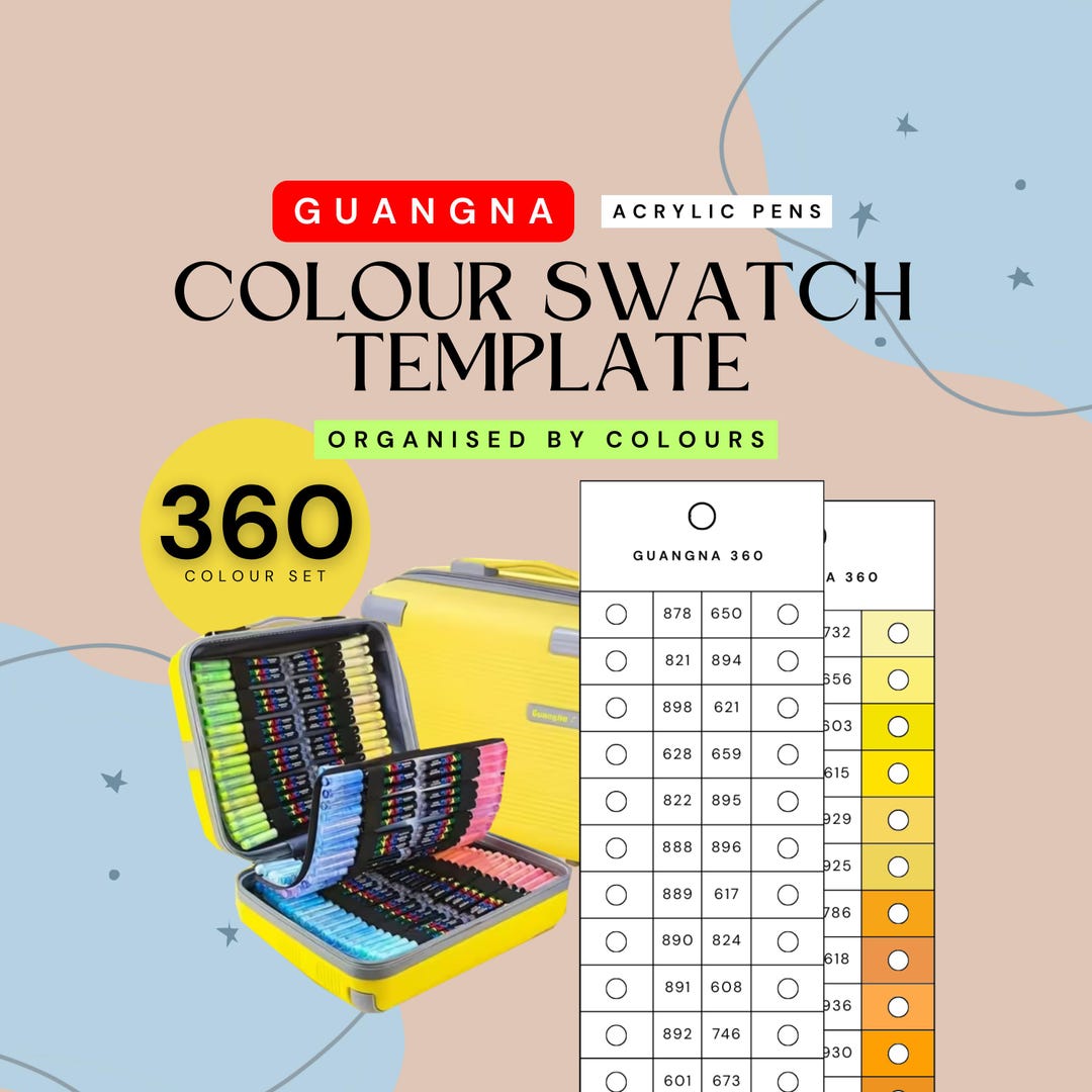 Guangna 360-piece Acrylic Paint Markers Colour-organised Swatch ...