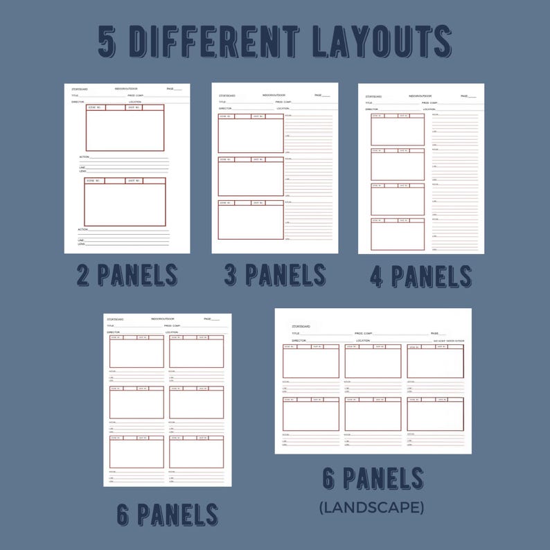 Printable Storyboard Template - Digital Download - 5 Different Layouts ...