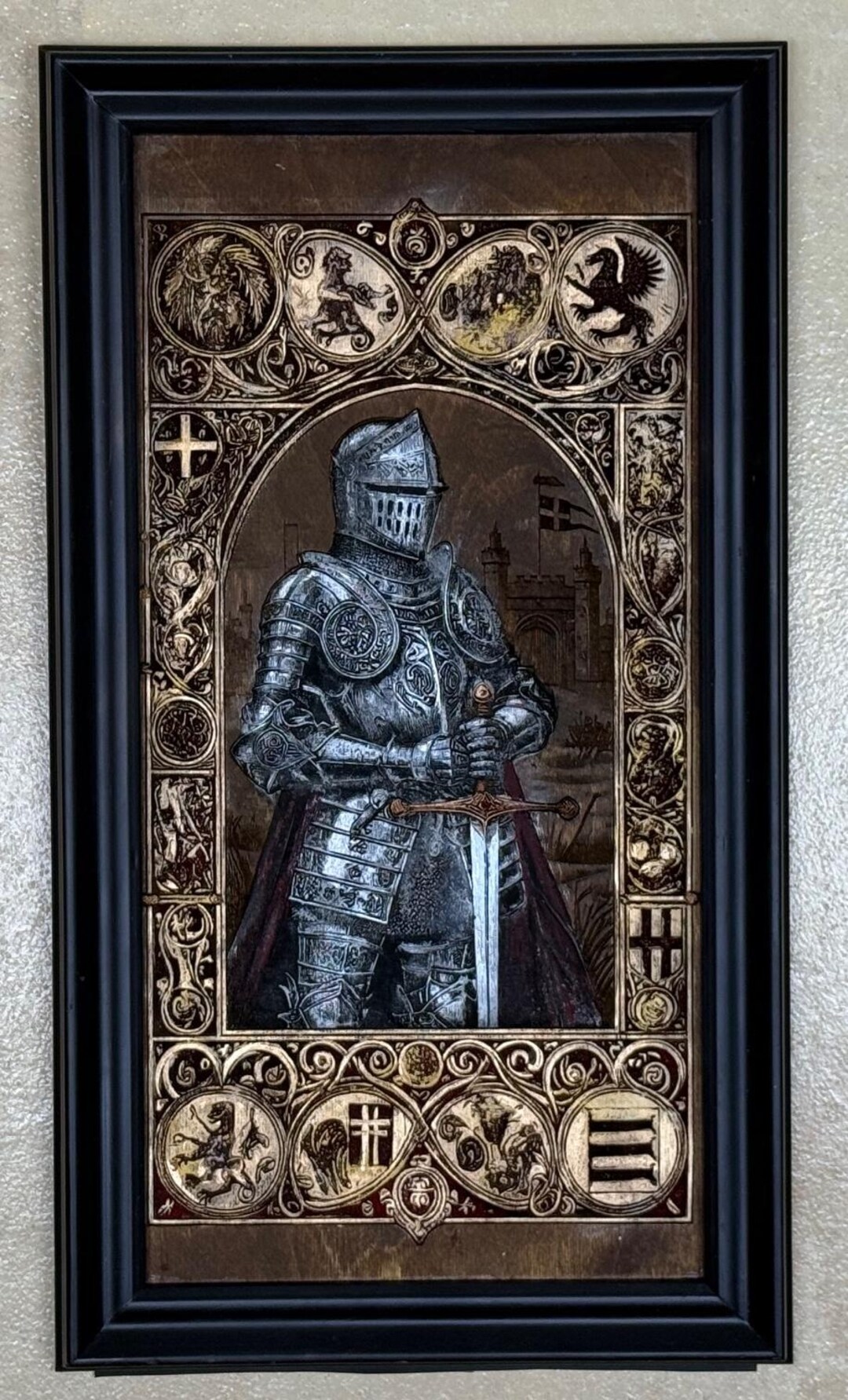 Oath of the Iron Guard - Engraved Knight and Castle Hardwood Wall Art ...