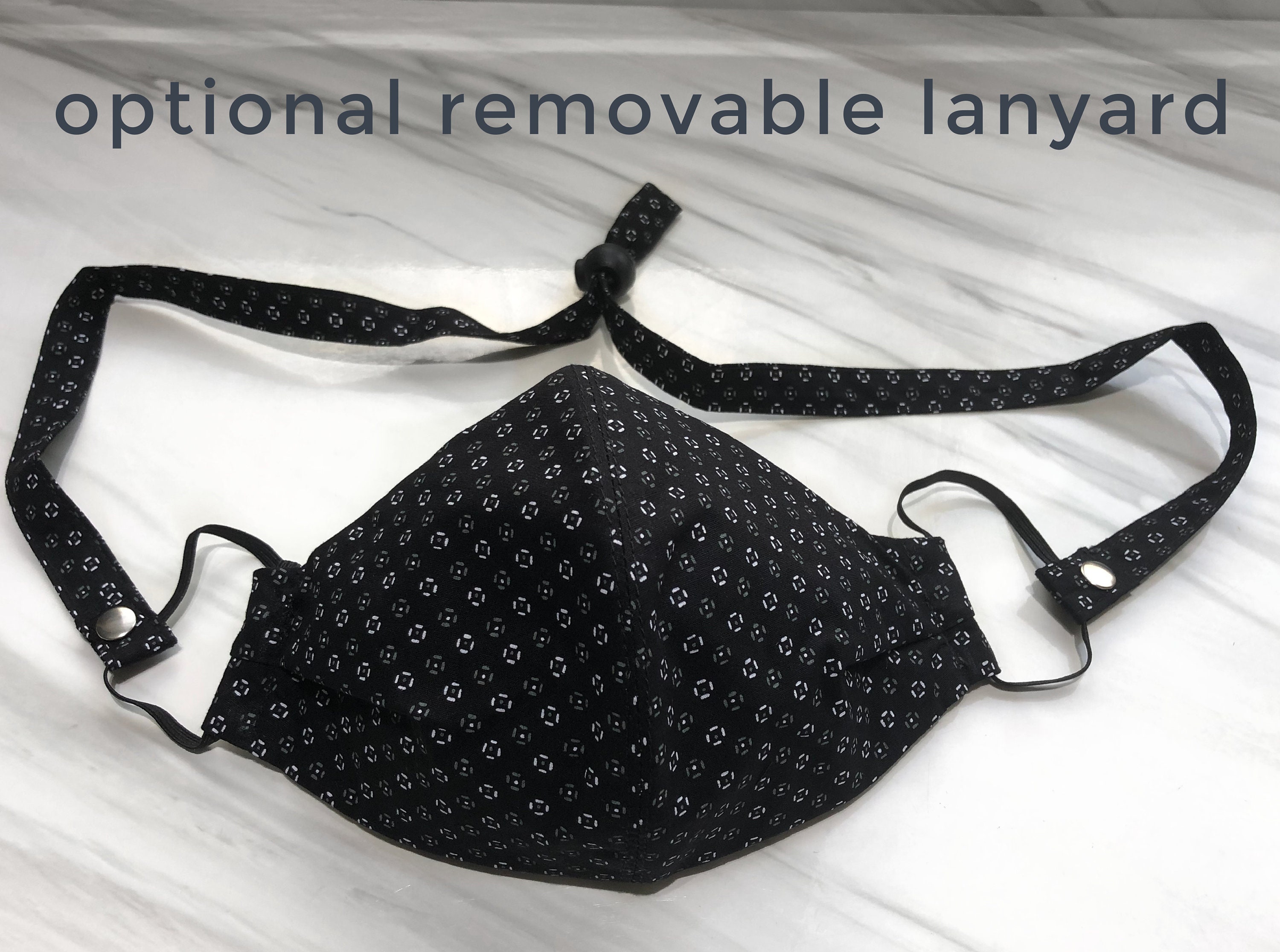 Men's Fabric Mask, Formal Black Face Mask With Filter Pocket ...