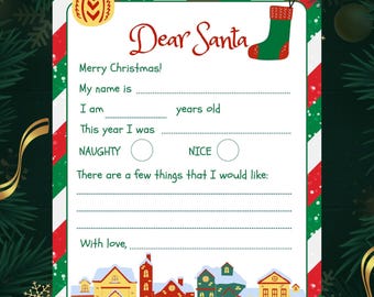 Printable Letter to Santa | Christmas Wish List (digital Download) - Etsy