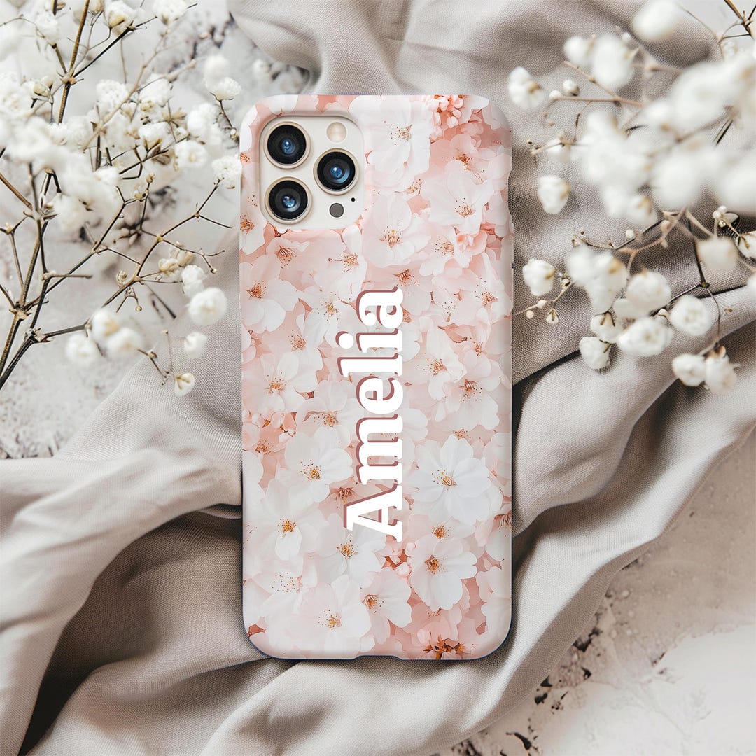 CUSTOM NAME iPhone Case, Cherry Blossom iPhone Case, Tough Magnetic ...