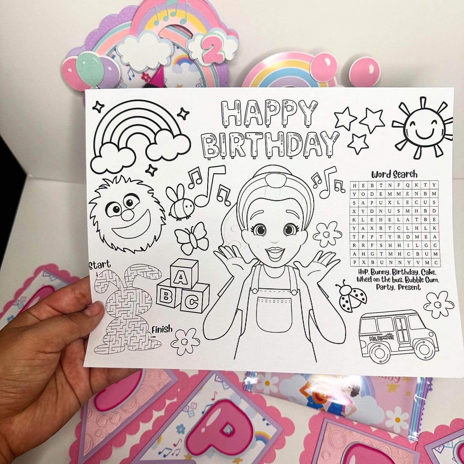 Ms Rachel Birthday Activity Placement Mat - Etsy