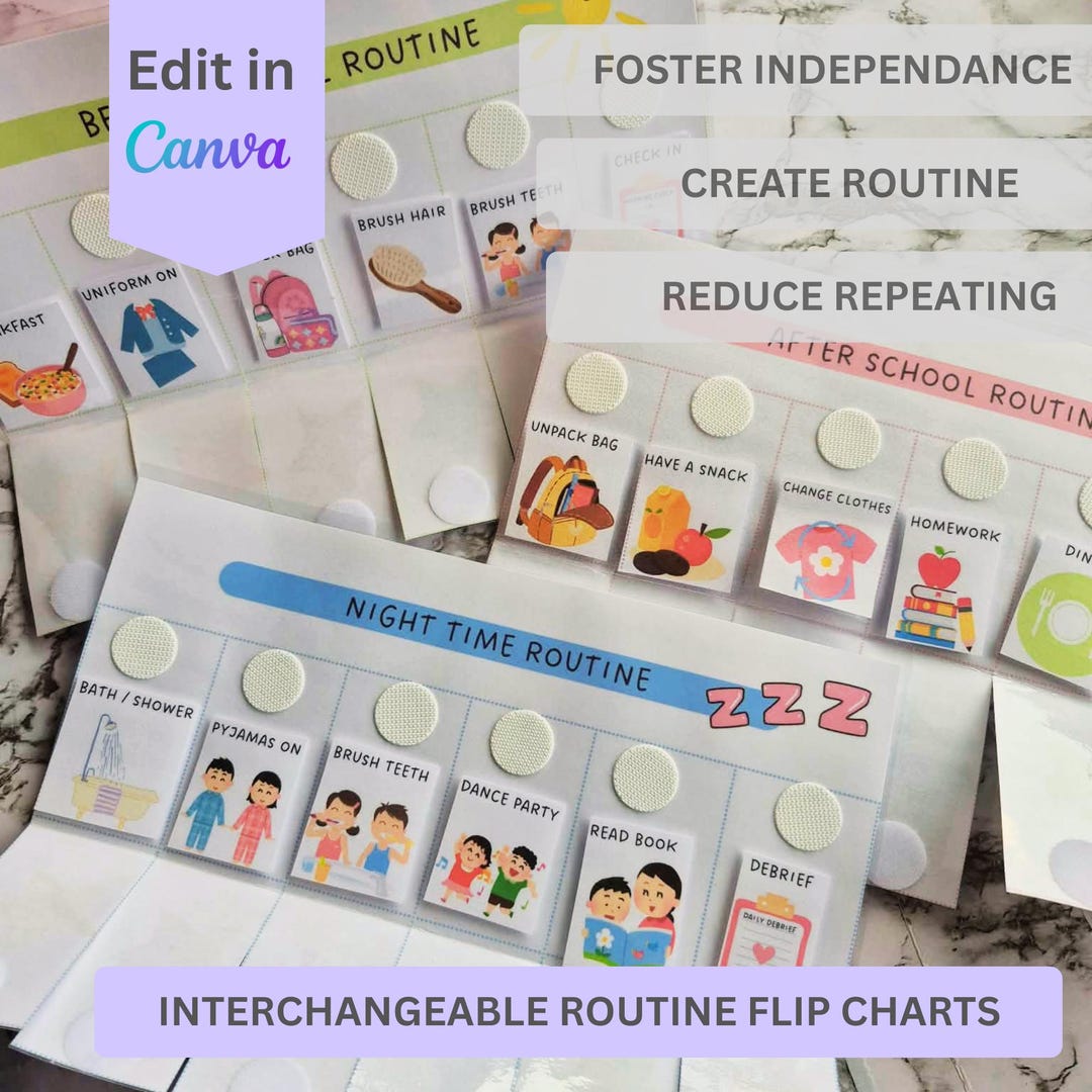 Daily Routine Flip Chart, Instant Download, Printable, Visual Schedule ...
