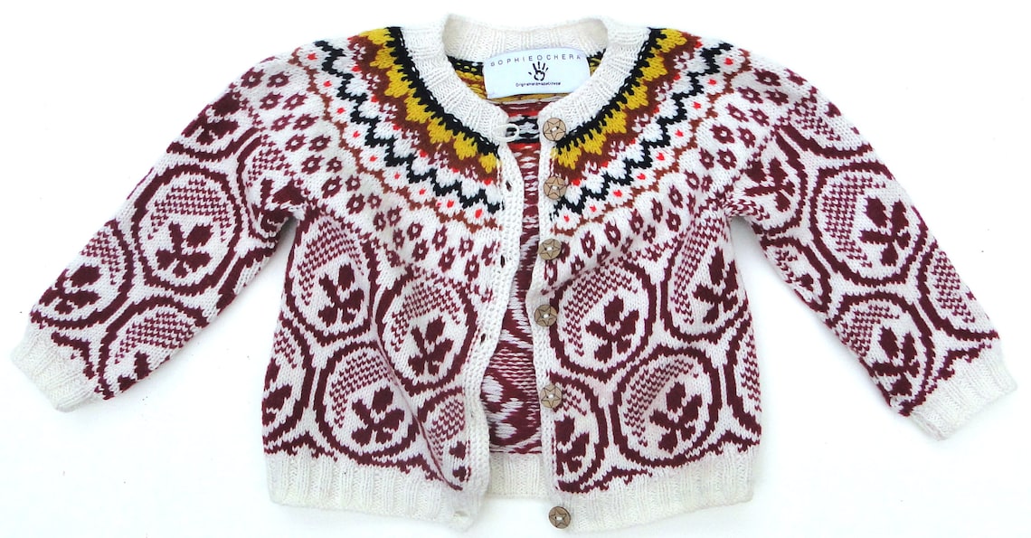 Modern Fair Isle Cardigan for Girls - Etsy