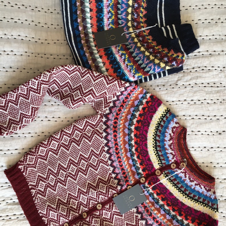 Fair Isle Yoke Cardigan for Women | Etsy