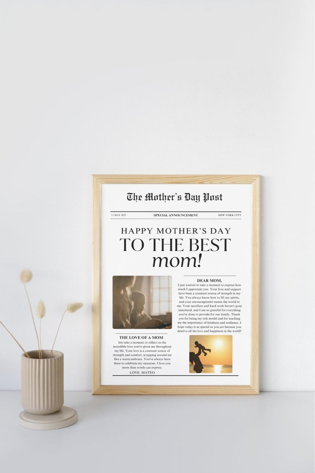 Mothers Day Newsletter Template Editable, Printable Mothers Day Card ...