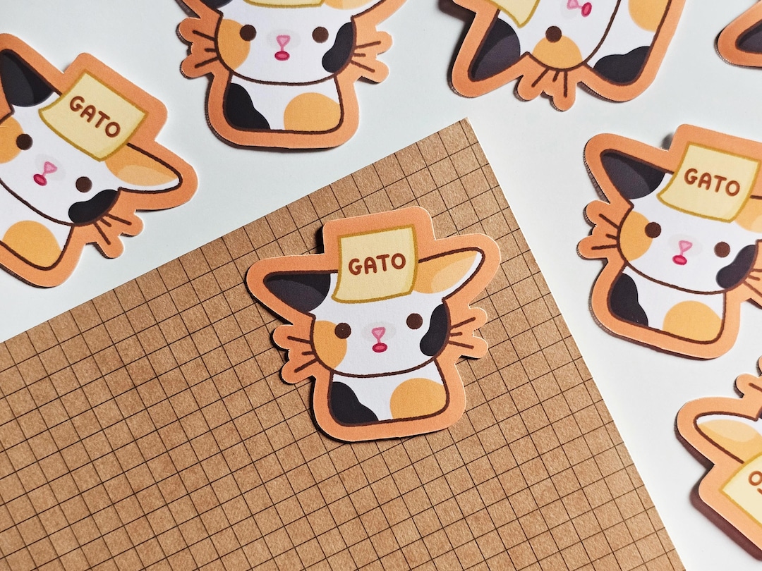 Gato?? Cat Sticker | Funny Cat Sticky Note Waterproof Vinyl Sticker - Etsy