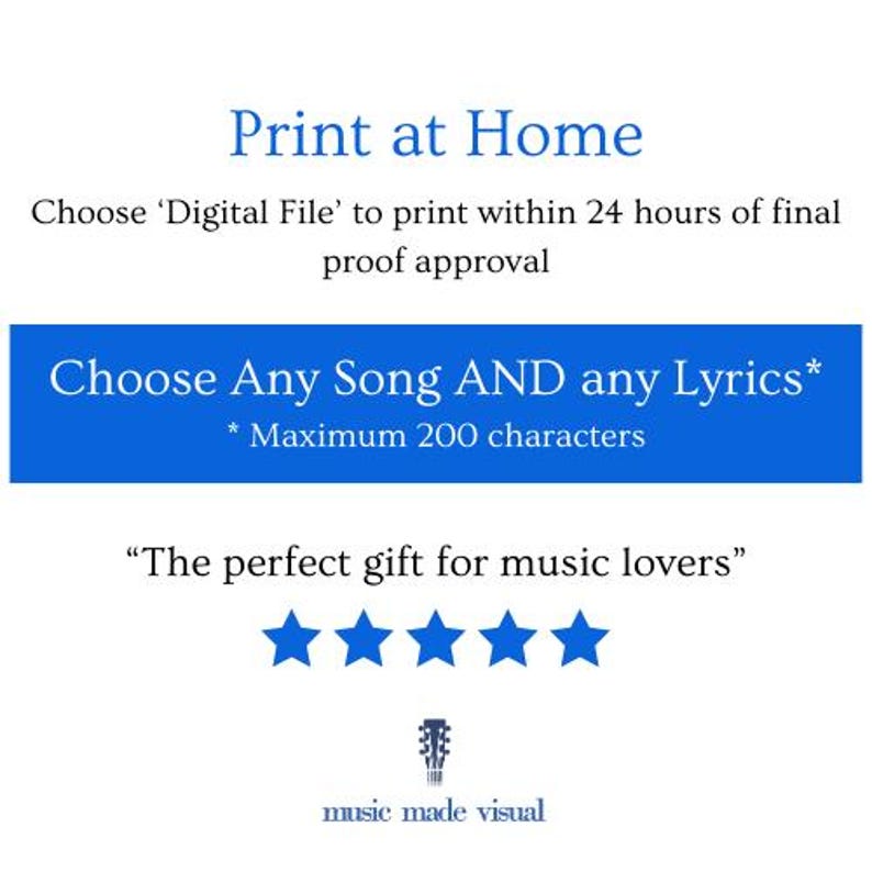Custom Song Lyrics Artwork, Printable Music Art, Electric Guitar ...