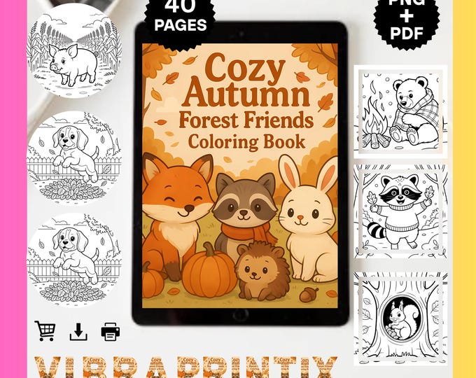 30 Kawaii Autumn Coloring Book: Woodland Animals, Pumpkins (PDF ...