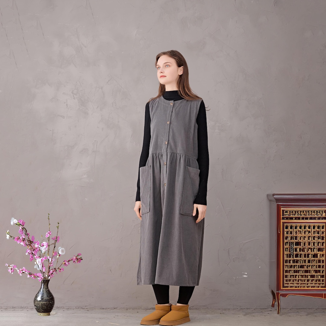 Robe d'hiver avec gilet chaud plus épais Robe en velours côtelé de pur ...