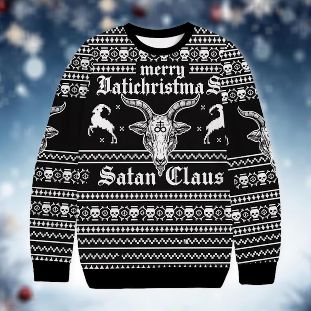 Gothic Satan Claus Ugly Christmas Sweater, Dark Holiday Sweatshirt ...
