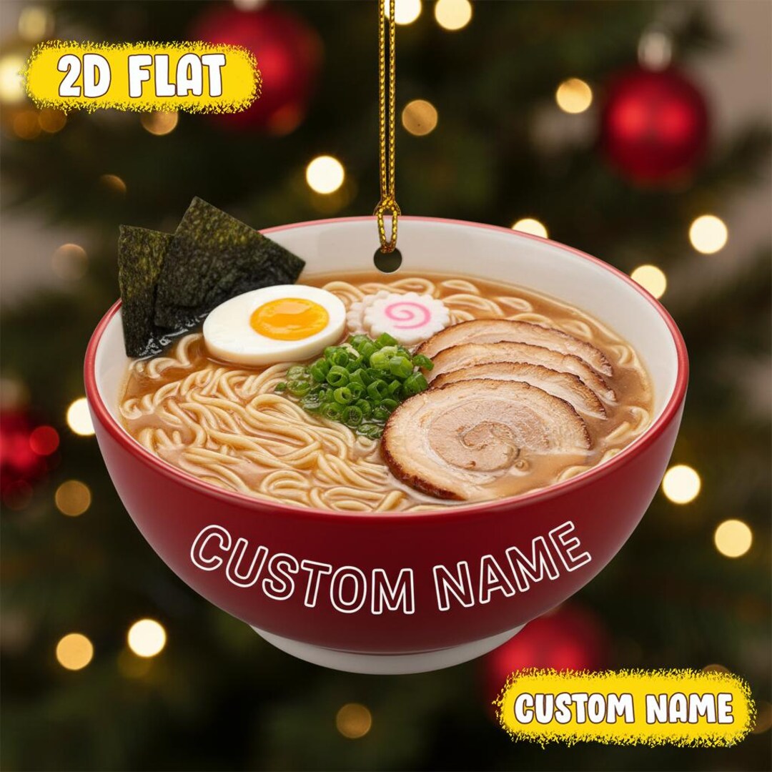Custom Ramen Bowl Ornament, Funny Flat Acrylic Asian Food Tree Hanging ...