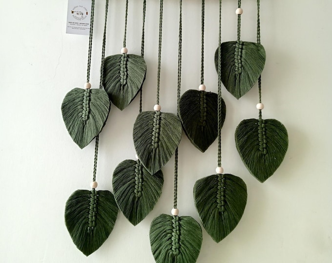 Monstera Leaf Wall Hanging Macrame, Large Leaf Macrame Wall Art ...