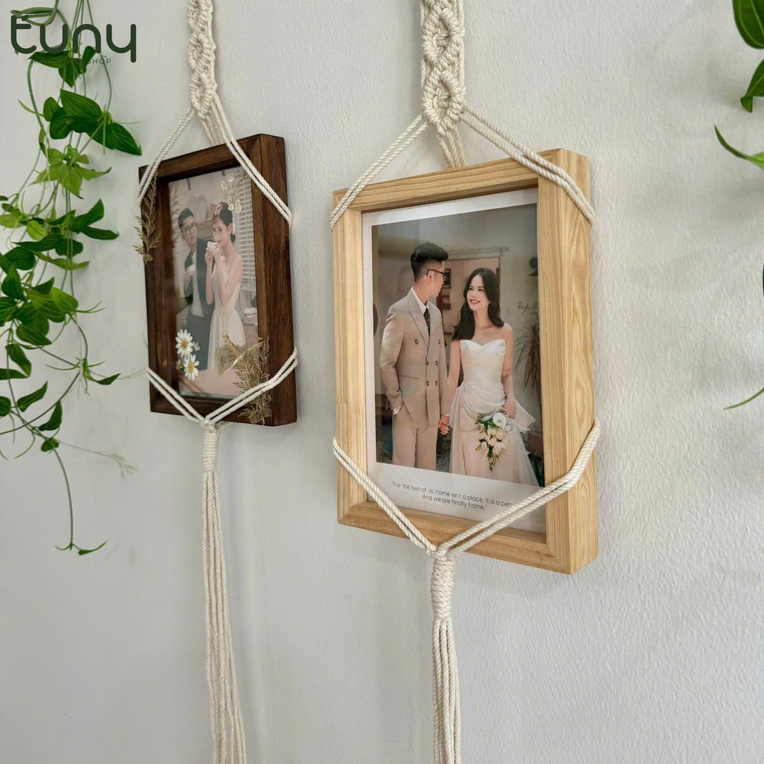 Macrame Photo Frame, Handmade Picture Frame Wall Hanging, Home Decor ...