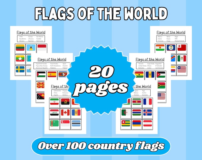Printable World Country Flags for Kids Learning, 195 Countries ...