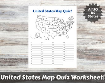 US States Map Quiz - Etsy