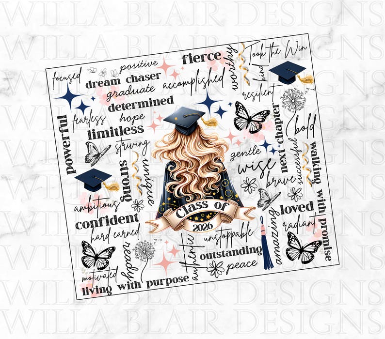 Graduation 2026 Tumbler Sublimation Design: Positive Affirmations (PNG ...