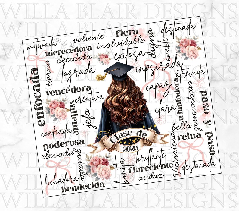 Graduation 2026 Positive Affirmations Tumbler Wrap PNG | Pink Coquette ...