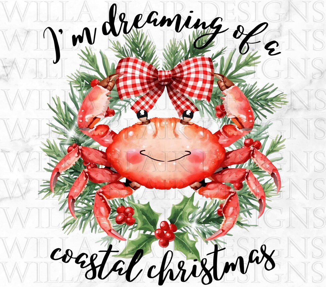 Coastal Christmas Clipart PNG, Crab Clip Art, Beach Holidays Small Town ...