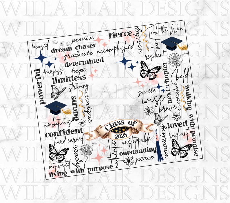 Graduation 2025 Tumbler Sublimation Design: Positive Affirmations PNG ...