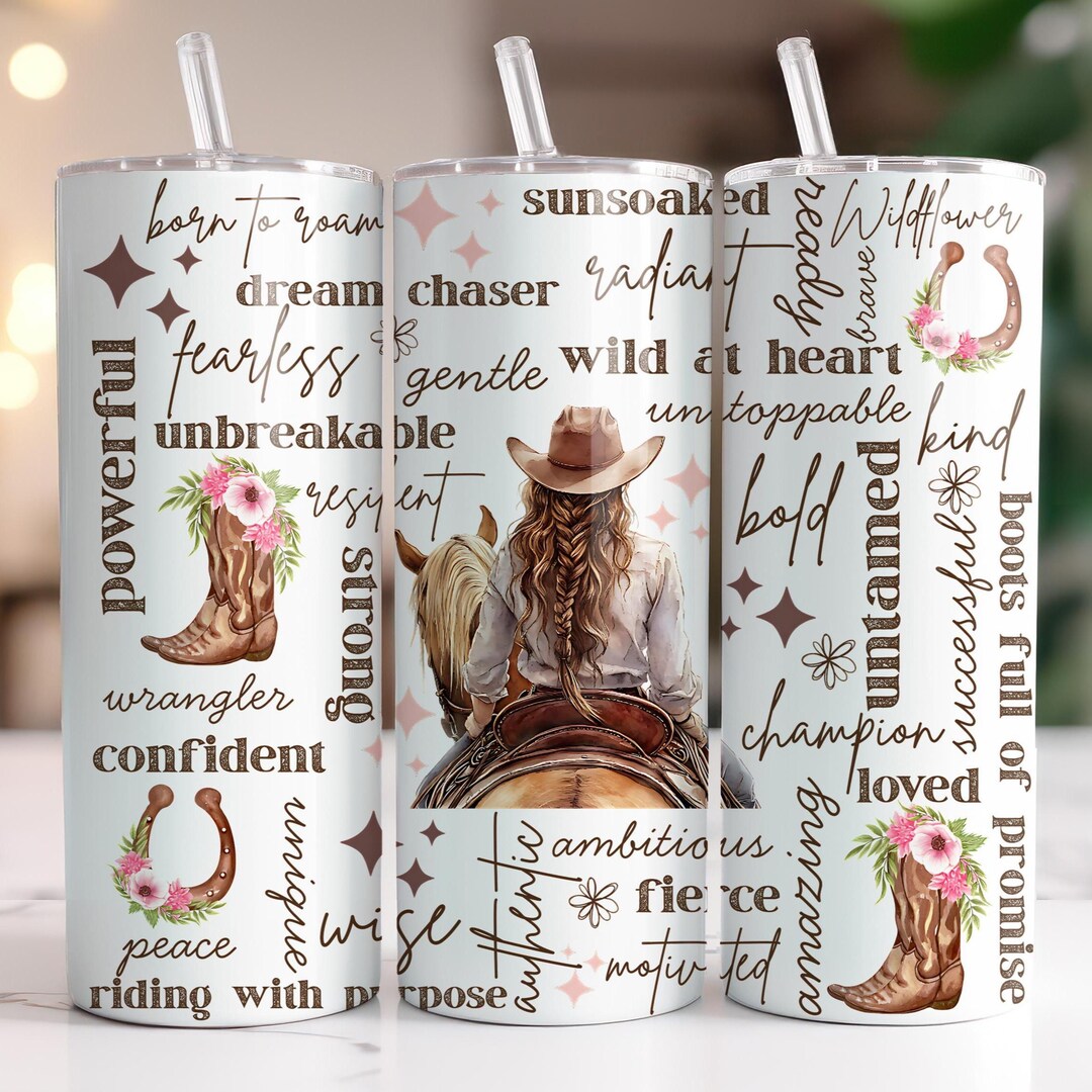Retro Cowgirl Affirmations Tumbler Wrap: Western Sublimation Design ...