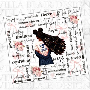 2026 Graduation Tumbler Coquette Wrap PNG Empowered Afro Bohemian ...